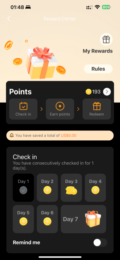 Reward Center Rule - V380 Pro,V380